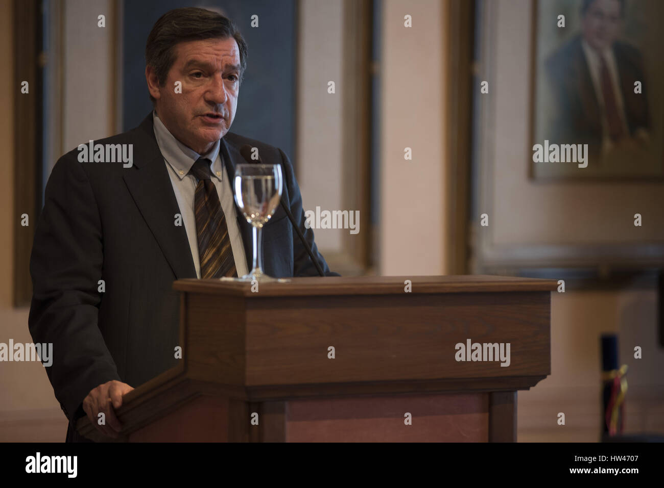 Athens, Greece. 17th Mar, 2017. GEORGE KIMINIS delivers a speech during ...