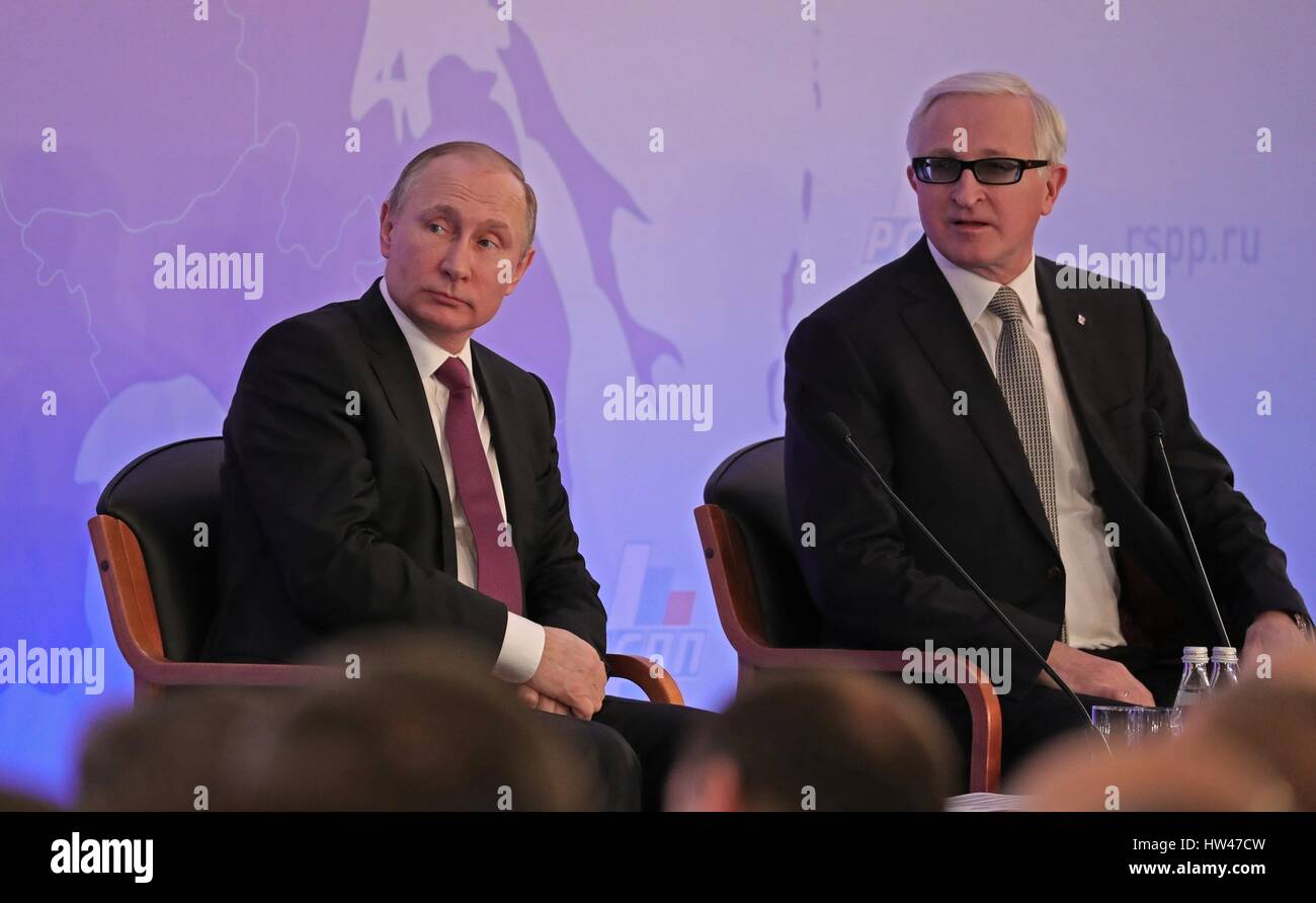 Russian President Vladimir Putin and Alexander Shokhin, right, during ...
