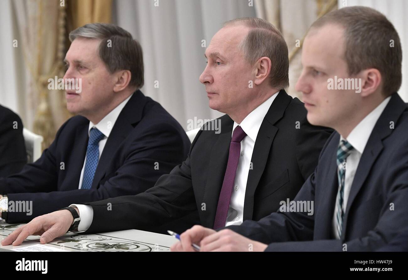 Russian President Vladimir Putin and Presidential Aide Yury Ushakov ...