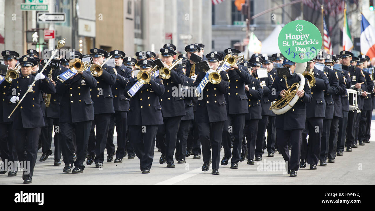 New York, USA. 17th Mar, 2017. The New York City Police Department band ...