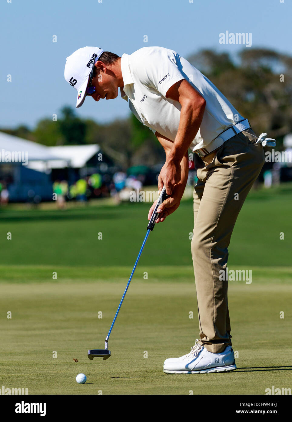 Orlando, Florida, USA. 17th March, 2017. Brandon Hagy putts on the 9th ...