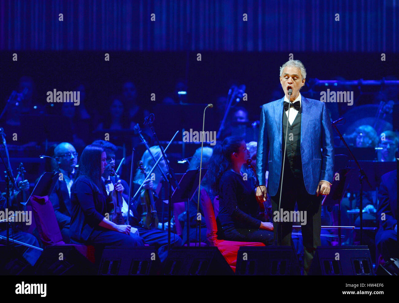 Andrea Bocelli performs live at the American Airlines Arena Featuring: Andrea Bocelli Where ...