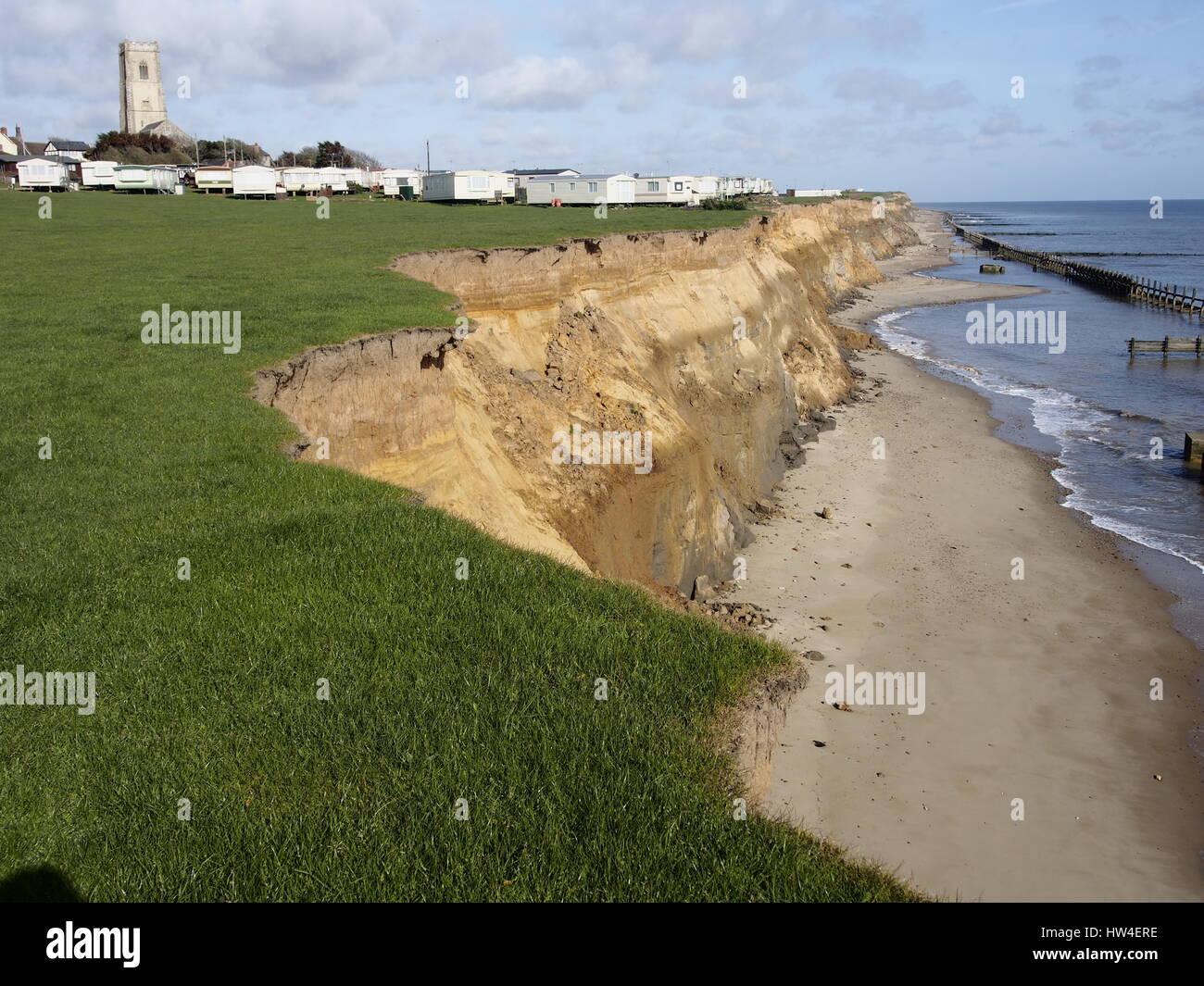 VIEW OF RETREATING COASTLINE CAUSED BY COASTAL EROSION, AT HAPPISBURGH NORFOLK ENGLAND UK Stock ...