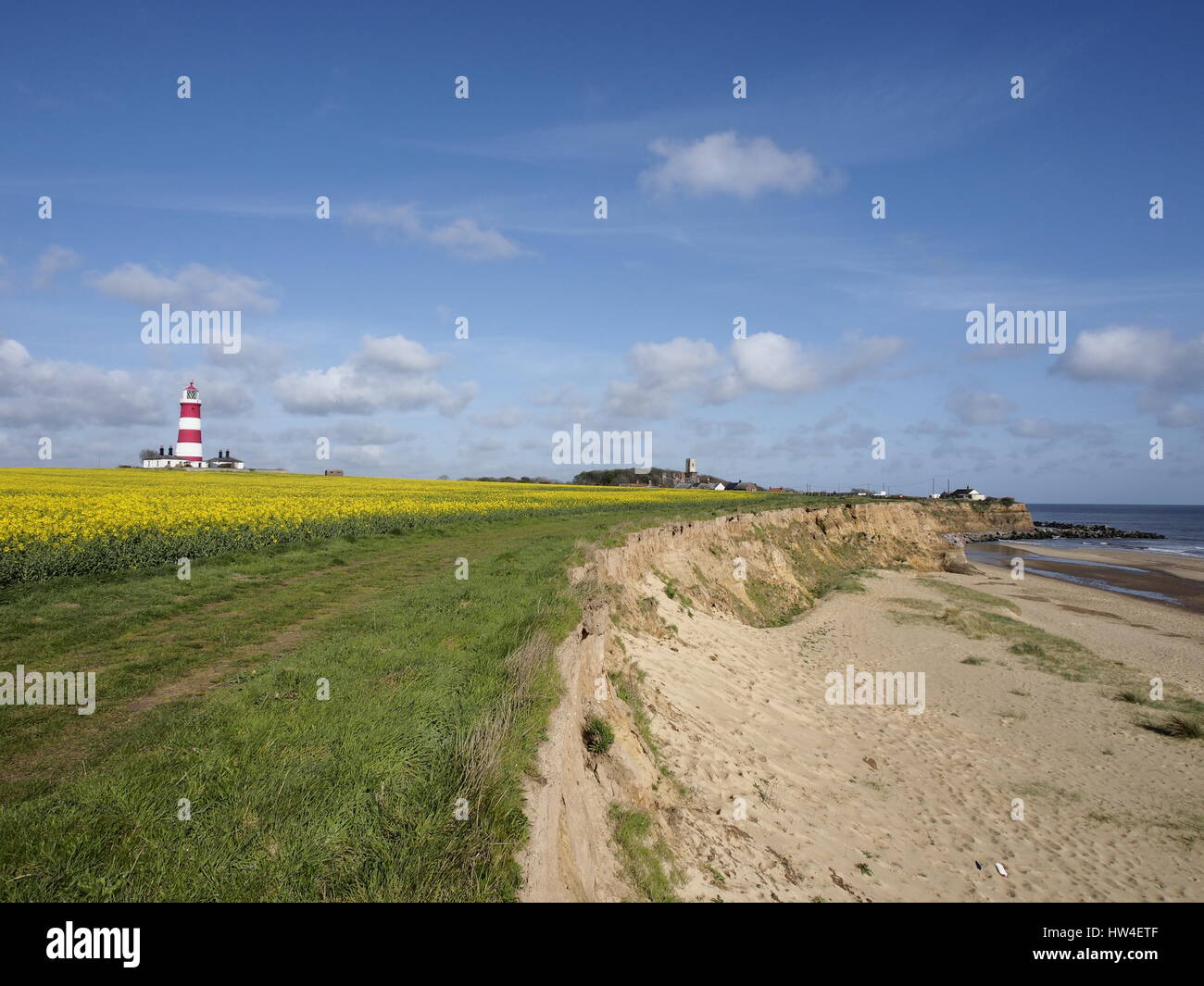 VIEW OF RETREATING COASTLINE CAUSED BY COASTAL EROSION, AT HAPPISBURGH ...