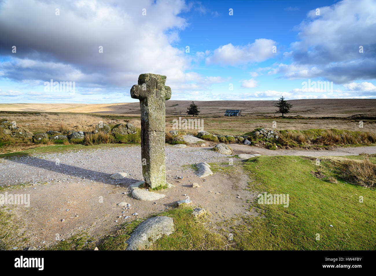 Nun's Cross an ancient granite cross near Princetown on Dartmoor ...