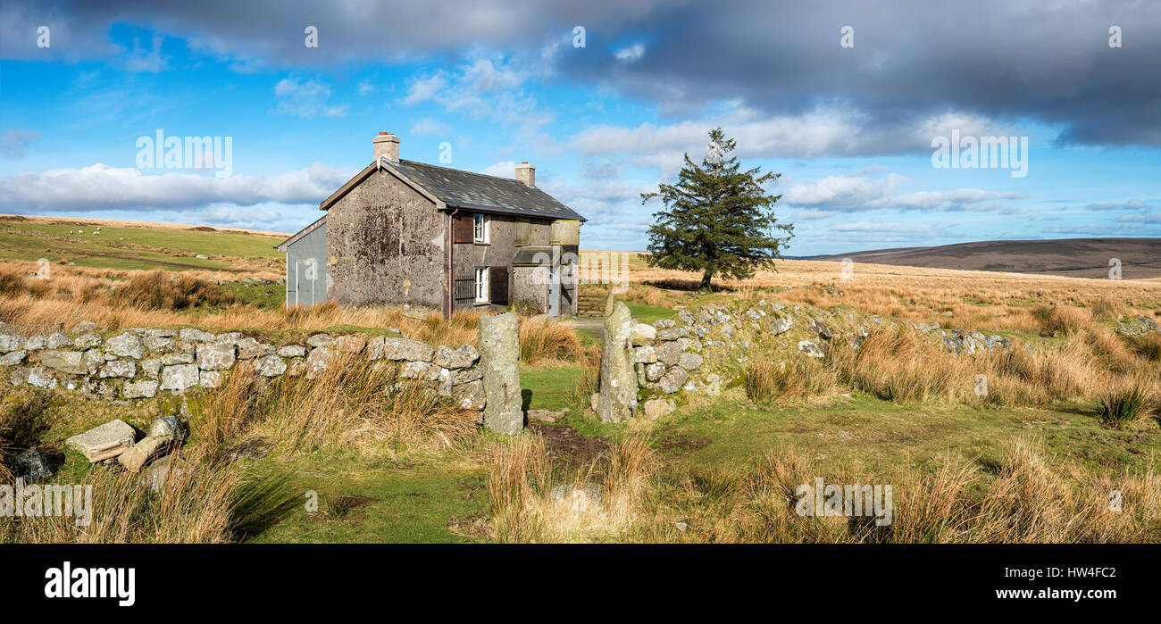An old farmhouse near Princetown on a remote and isolated part of ...