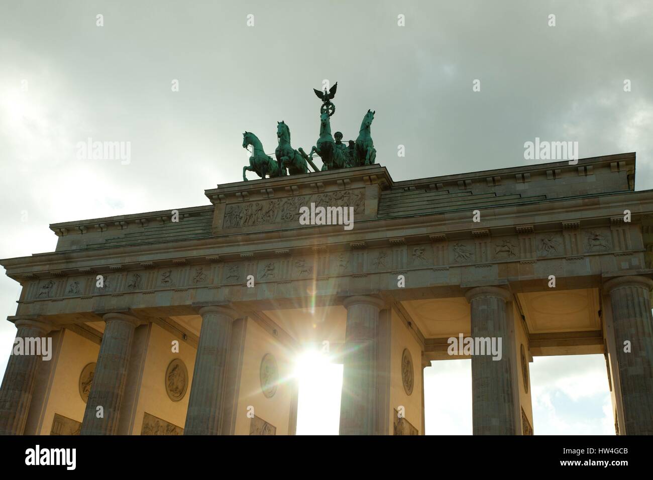 famous landmark Brandenburger Gate in Berlin in back light | usage ...