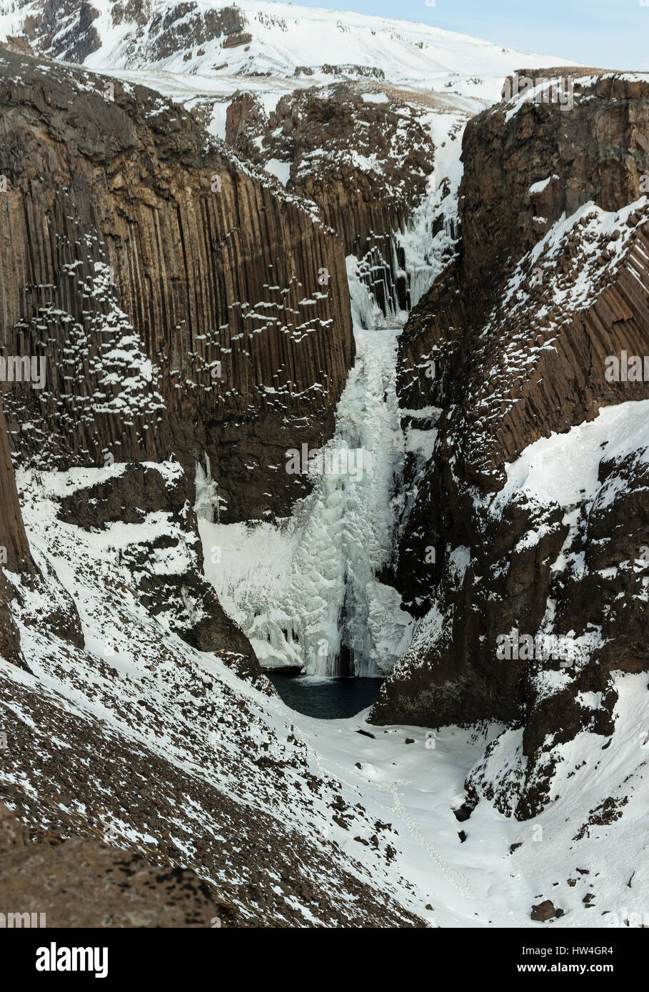 Hengifoss, Iceland in winter Stock Photo - Alamy