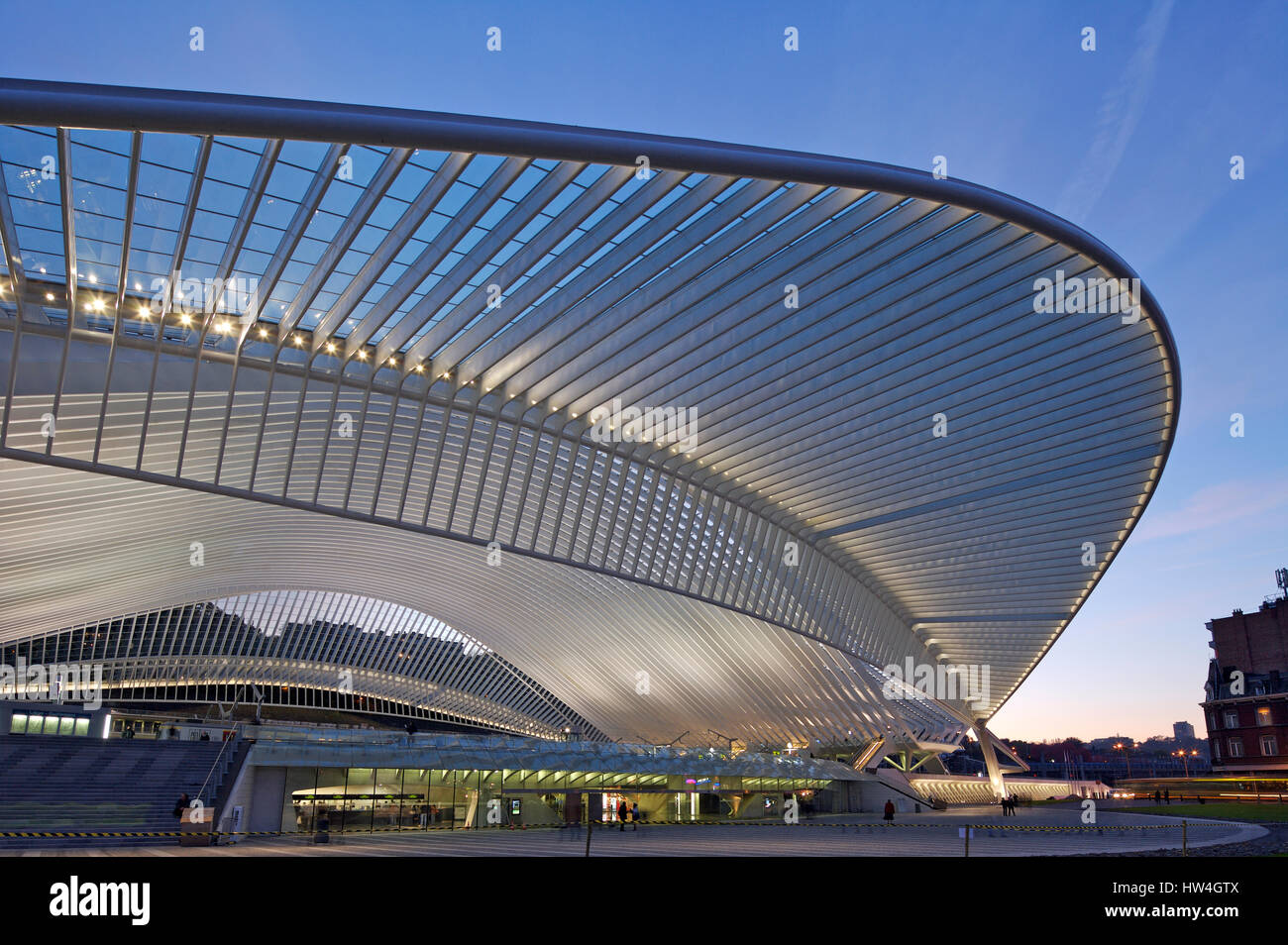 Exterior view of Guillemins TGV Railway Station, Liege, Belgium Stock ...