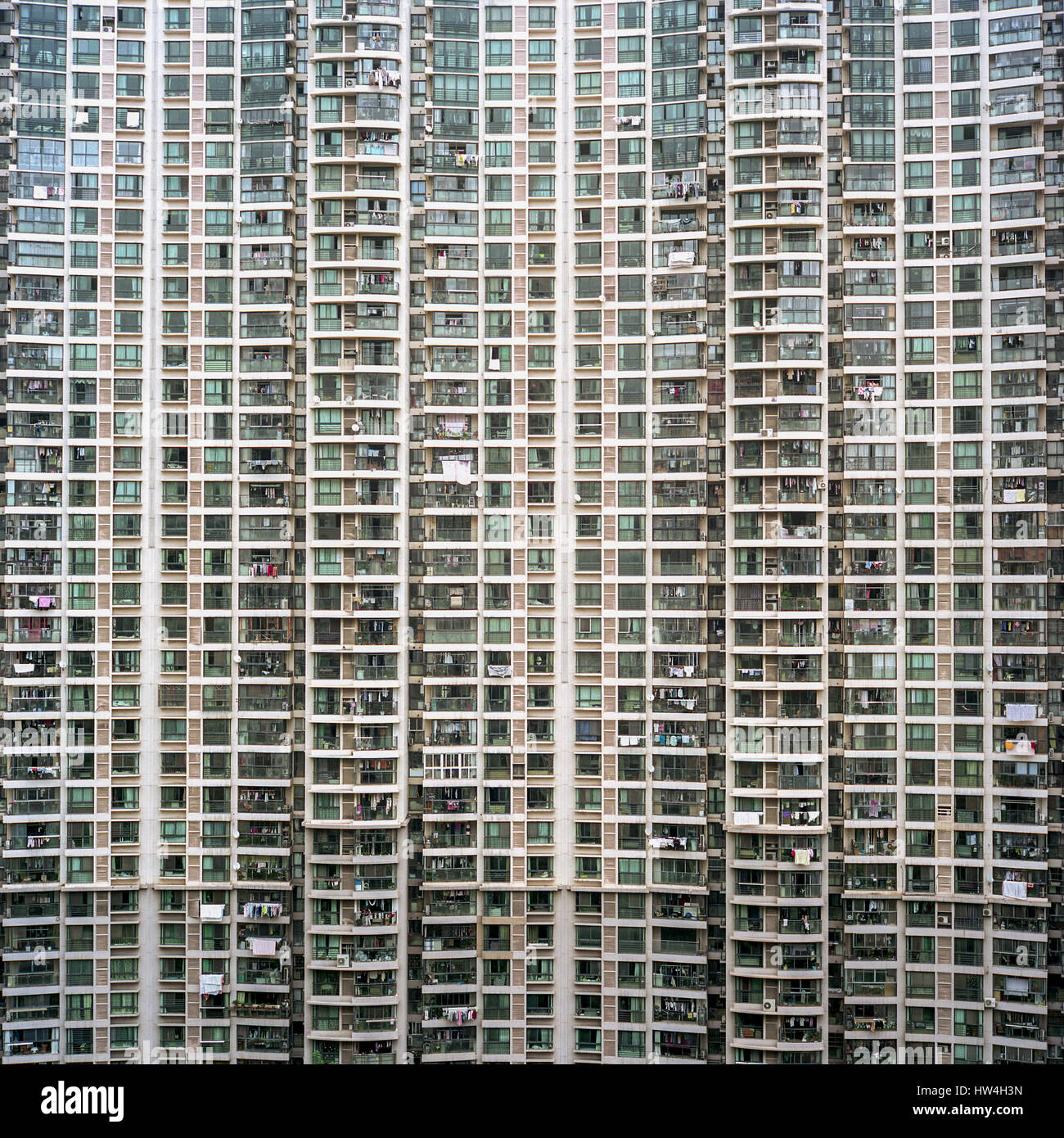 Facade of a gigantic housing project in downtown Shanghai, China Stock ...