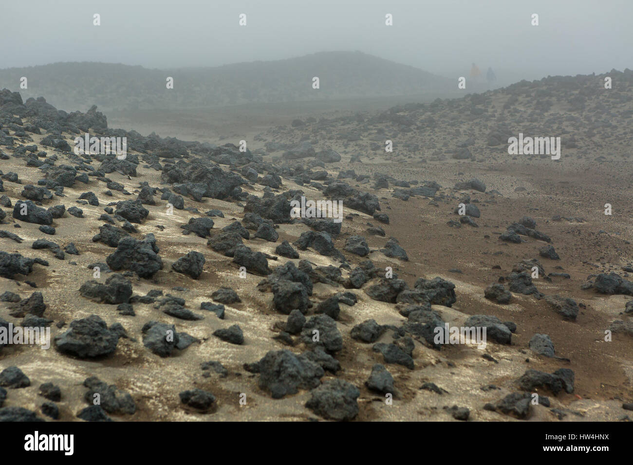 Caldera Gorely volcano in the fog Stock Photo - Alamy