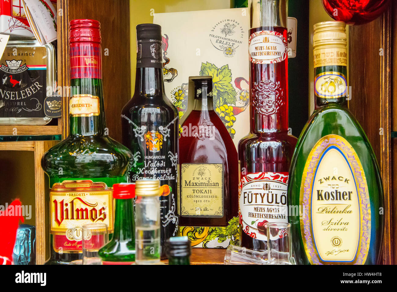 Typical drinks and liqueurs. Buda Castle Hill District. Budapest ...