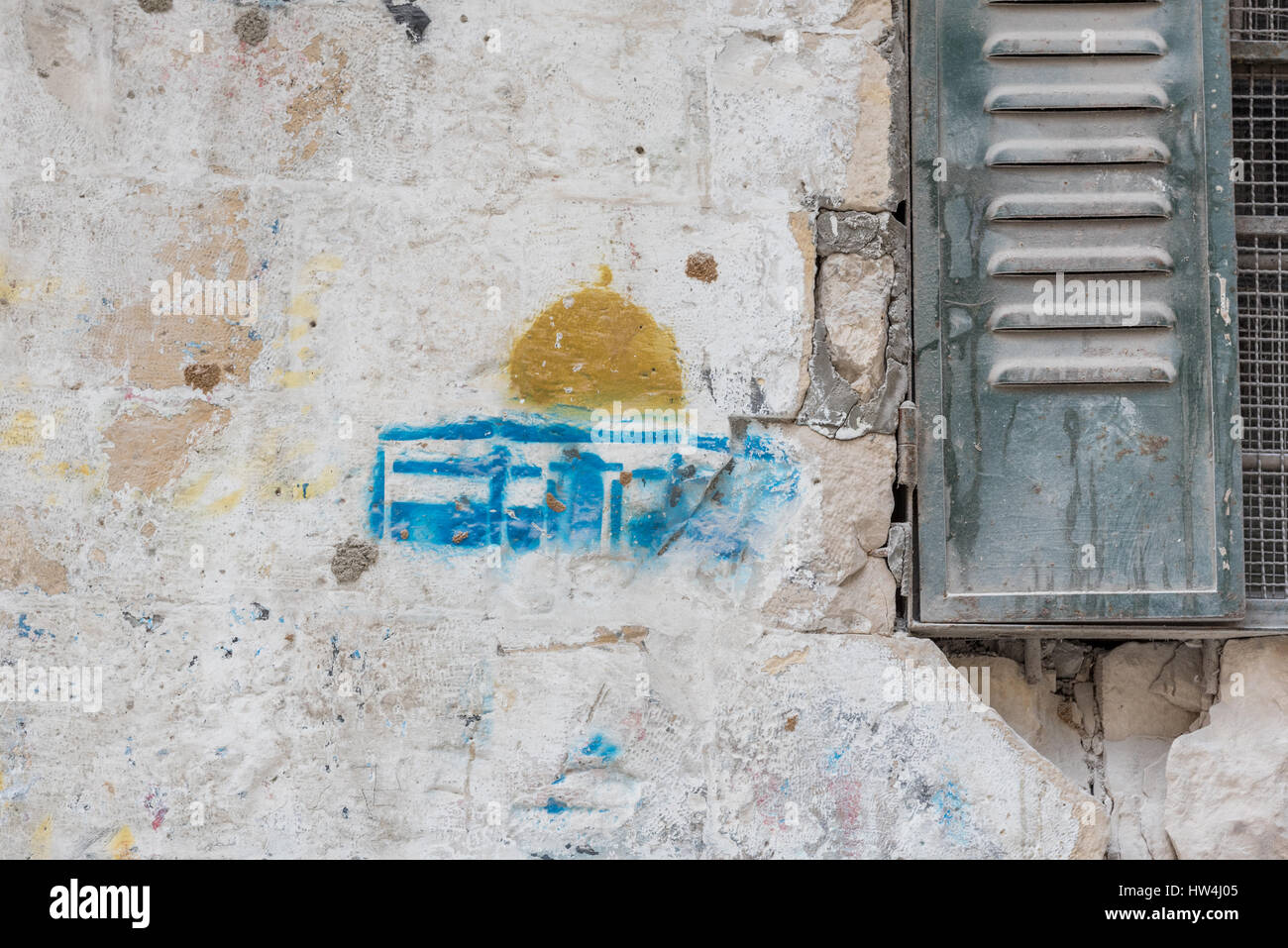 graffiti of the Al-Aqsa mosque in the old city of Jerusalem, Israel ...