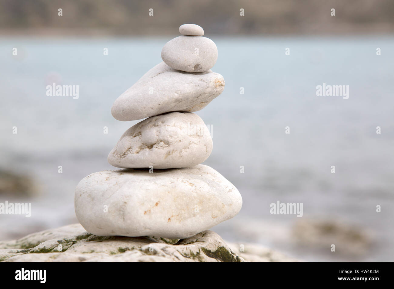 Pebble Stack in Lulworth Cove Beach, Dorset; England; UK Stock Photo ...