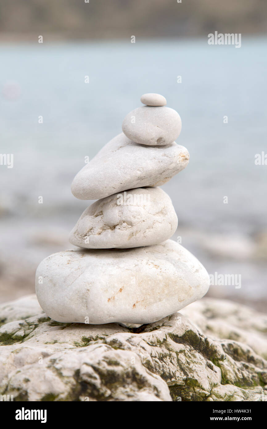 Pebble Stack in Lulworth Cove Beach, Dorset; England; UK Stock Photo ...