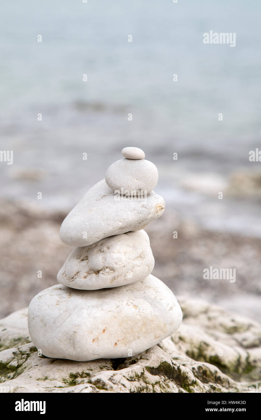 Pebble Stack in Lulworth Cove Beach, Dorset; England; UK Stock Photo ...