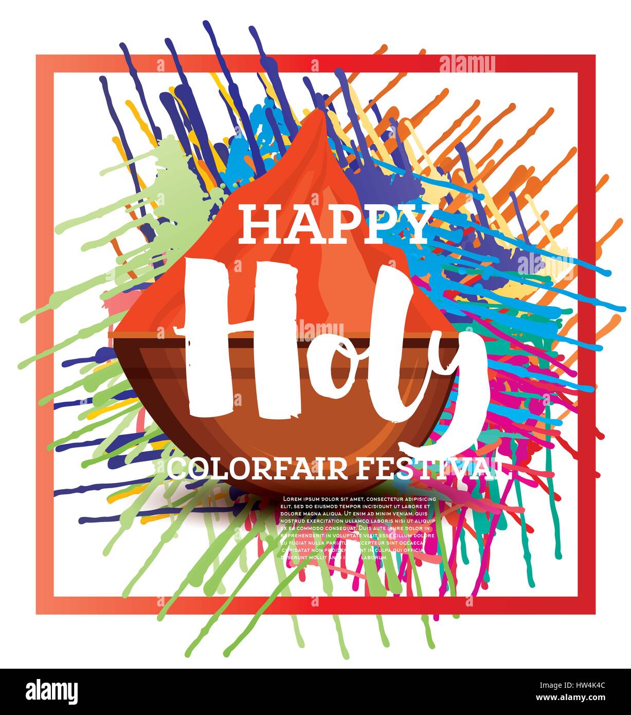 Happy Holi Celebration Poster with Frame. Vector Illustration Stock ...