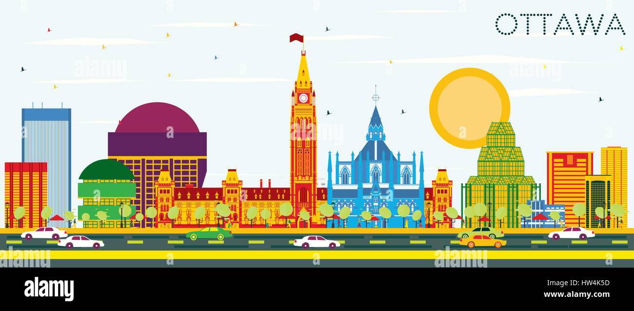 North america blue sky skyscraper Stock Vector Images - Alamy