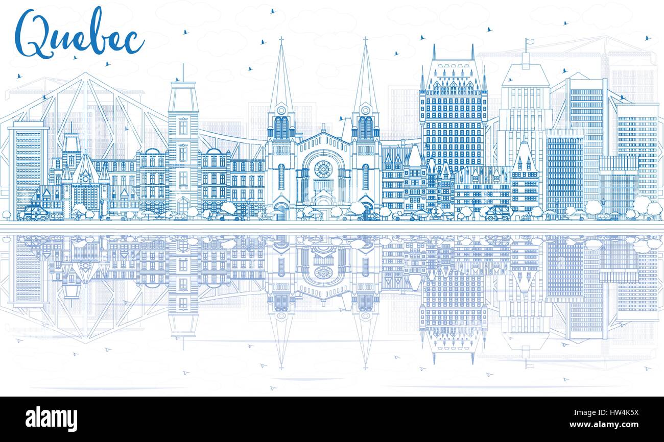 Outline Quebec Skyline with Blue Buildings. Vector Illustration ...