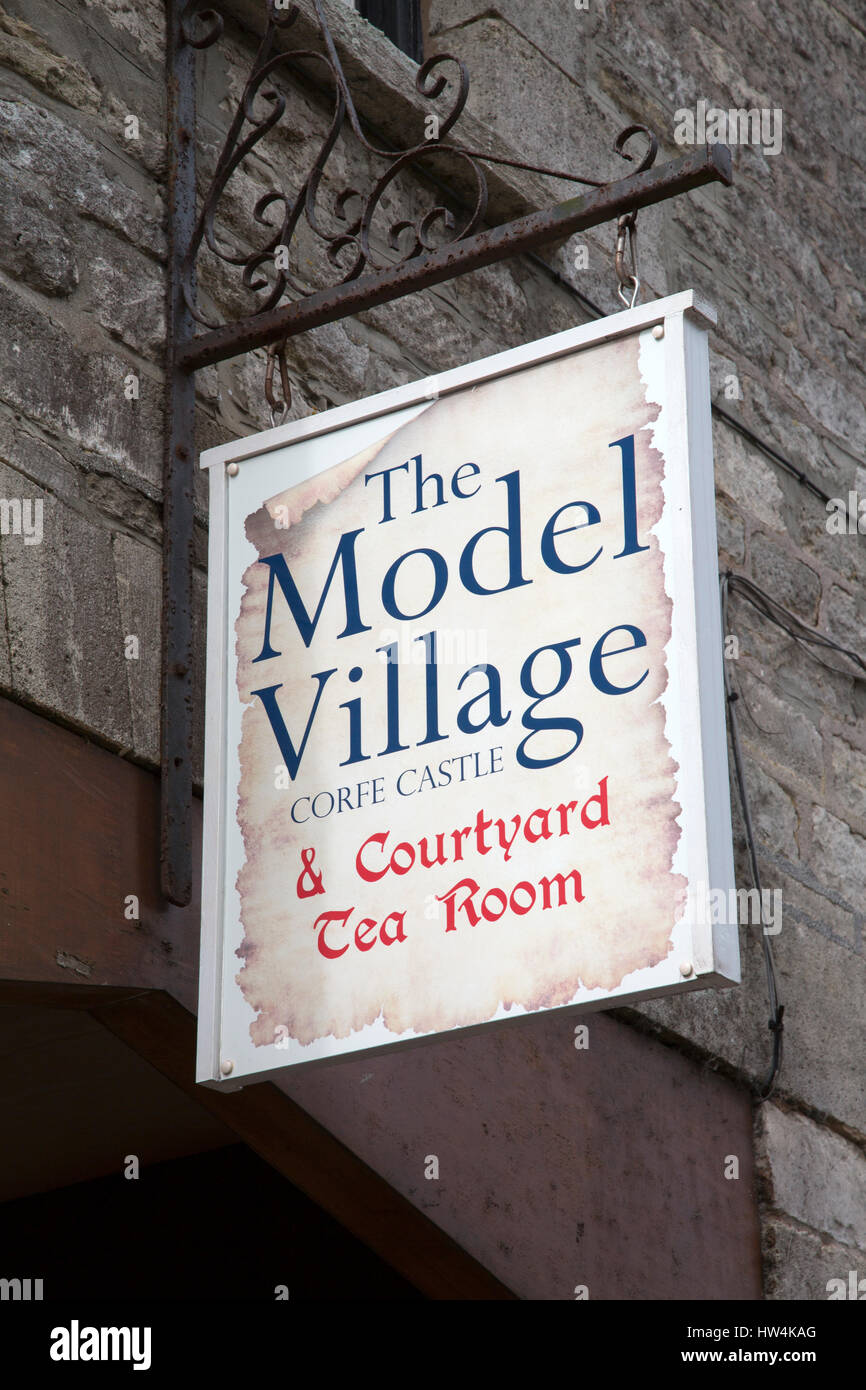 Model Village Sign, Corfe Castle, Dorset, England, UK Stock Photo - Alamy
