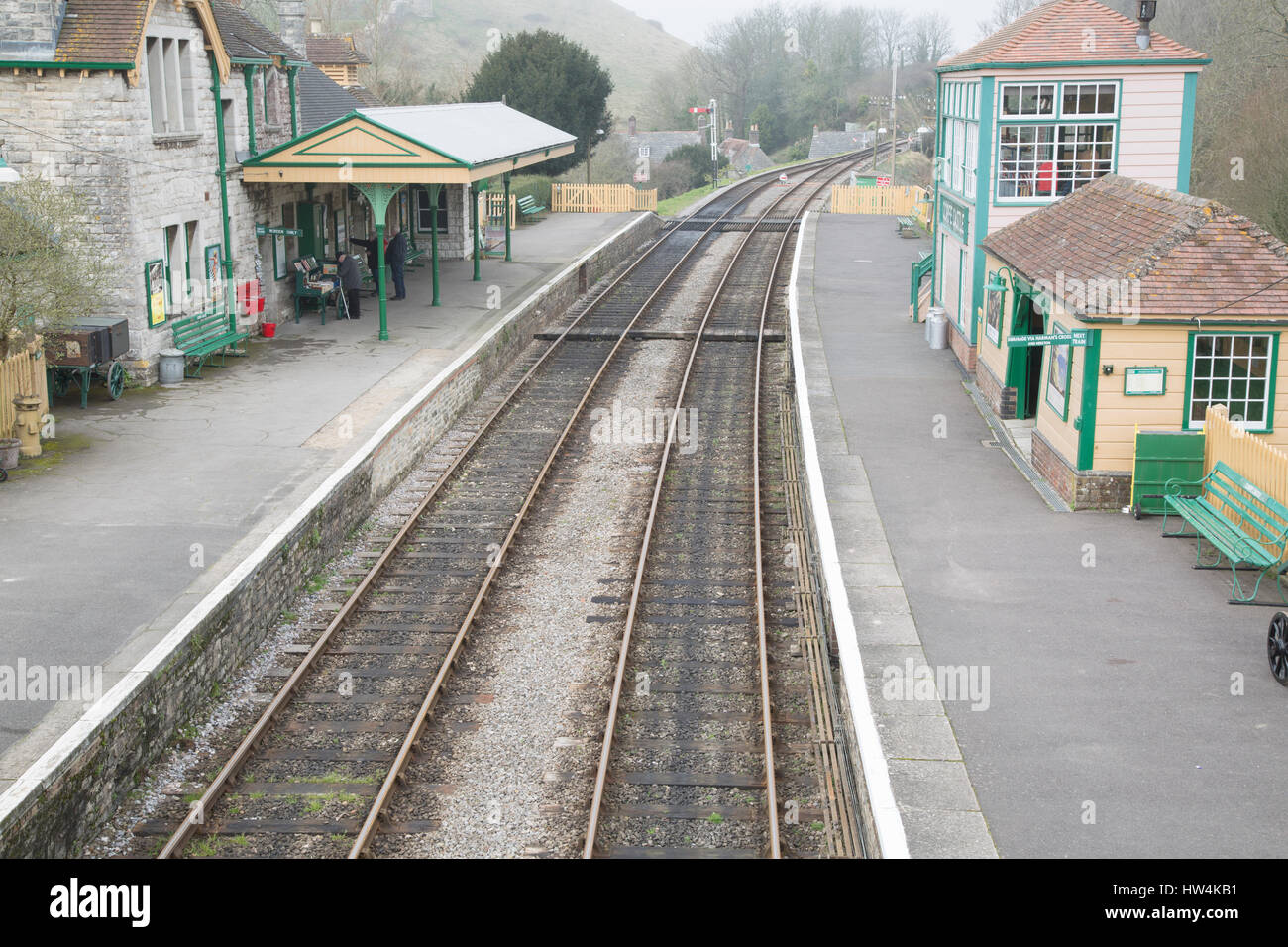 Corfe Castle Train Station, Swanage Railway, Dorset, England Stock ...