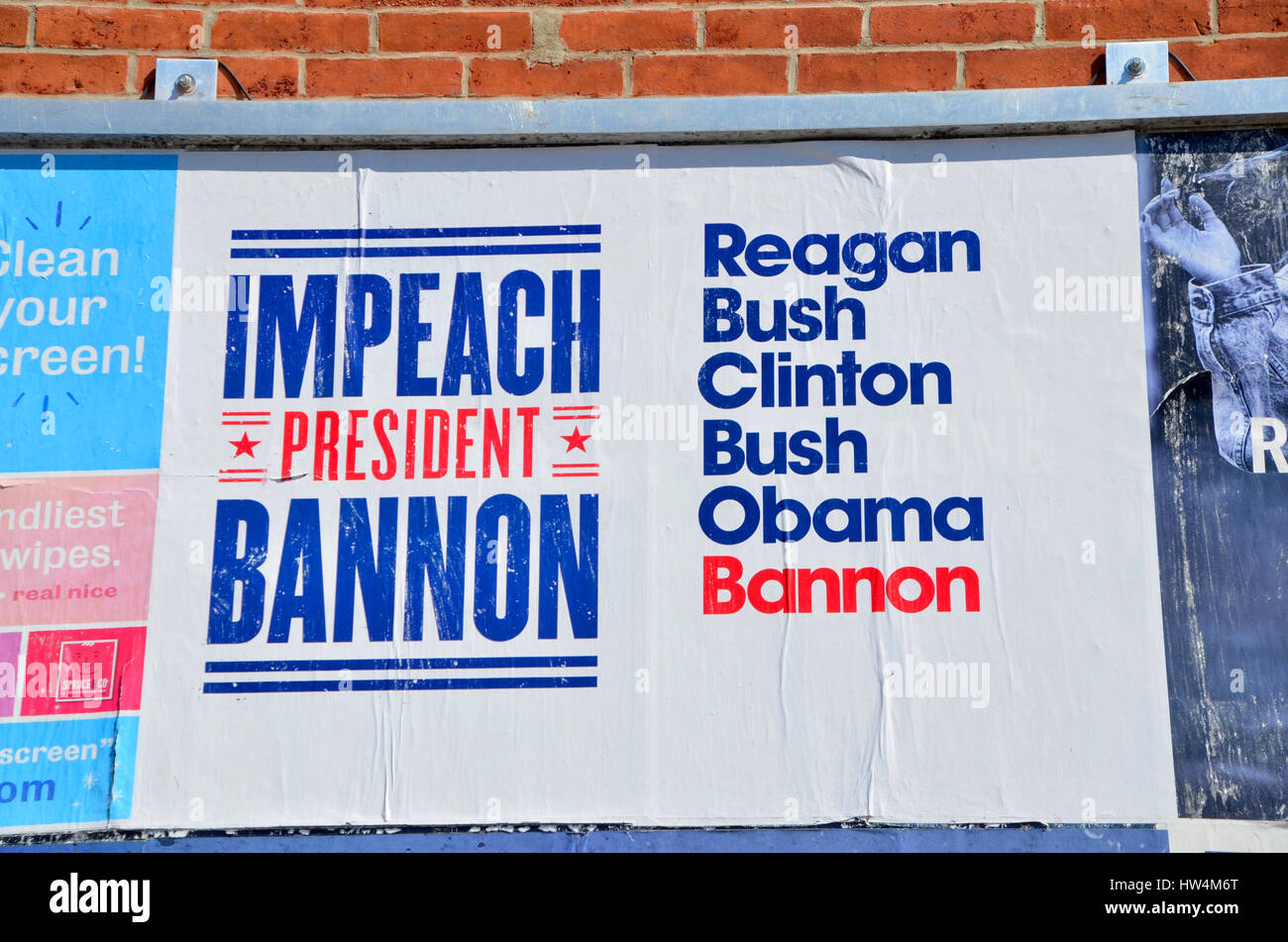 impeach president bannon poster brooklyn Stock Photo - Alamy