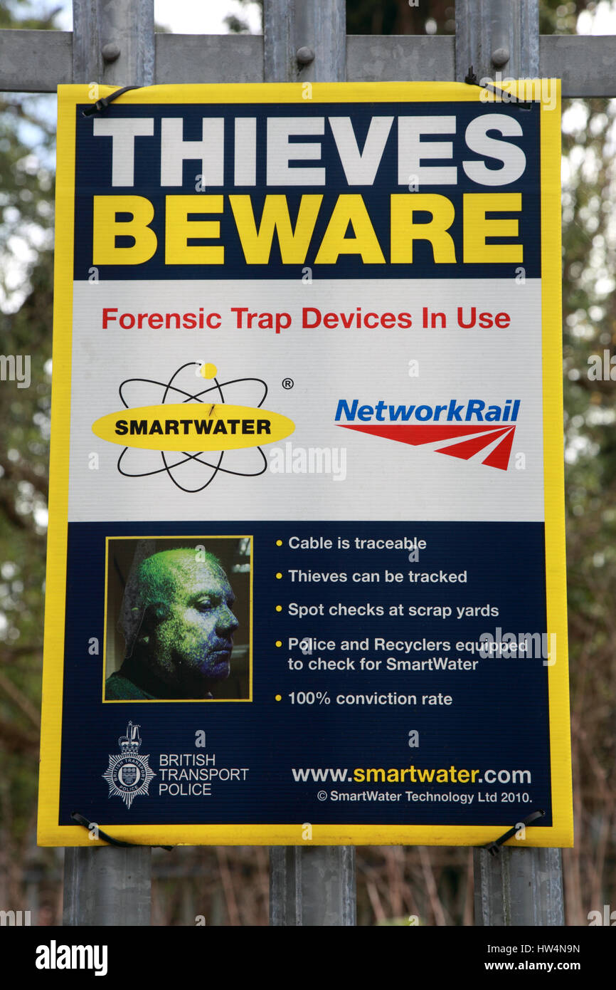 A warning sign to thieves that smartwater forensic trap devices are in ...