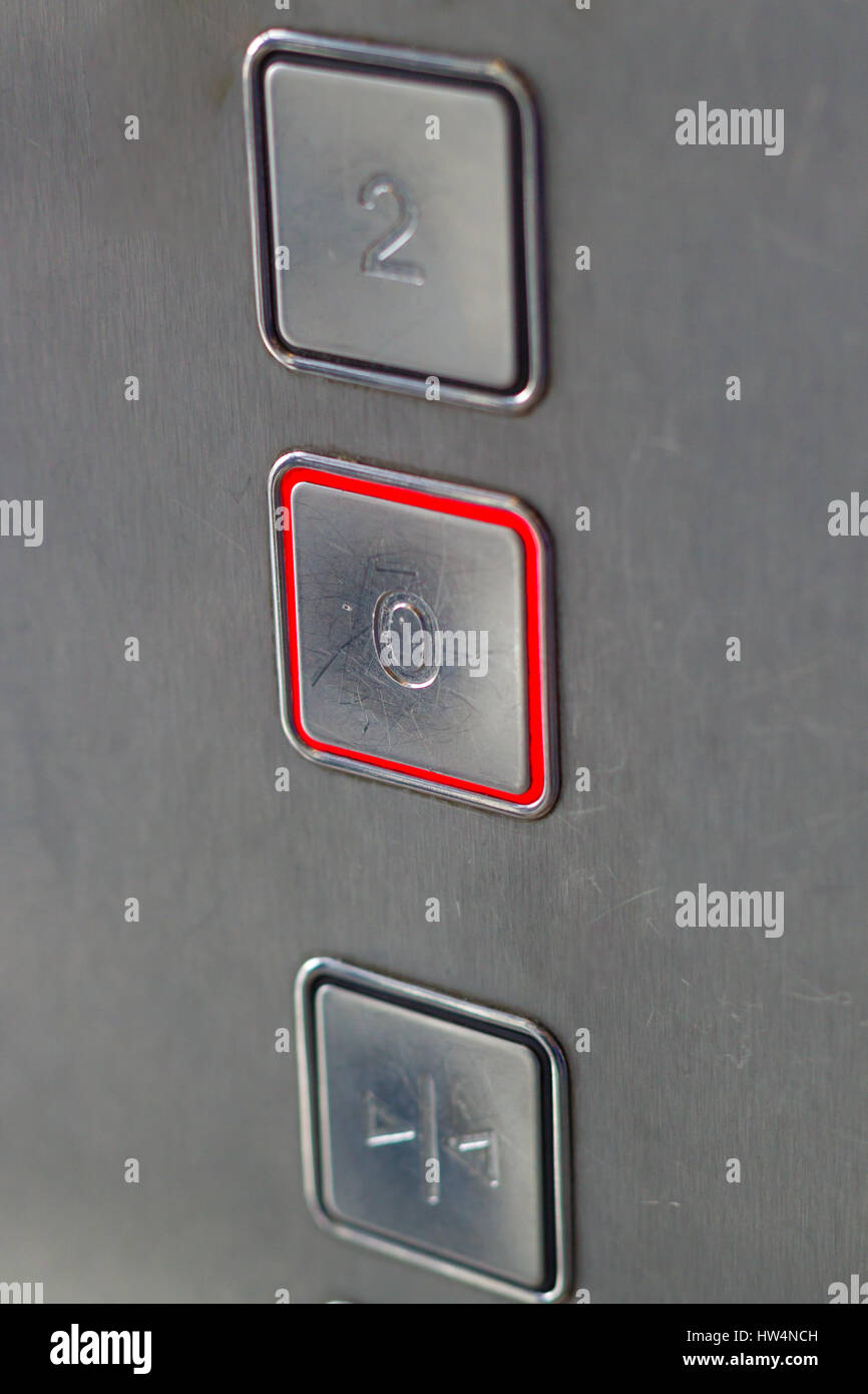 elevator buttons metal grey background Stock Photo - Alamy