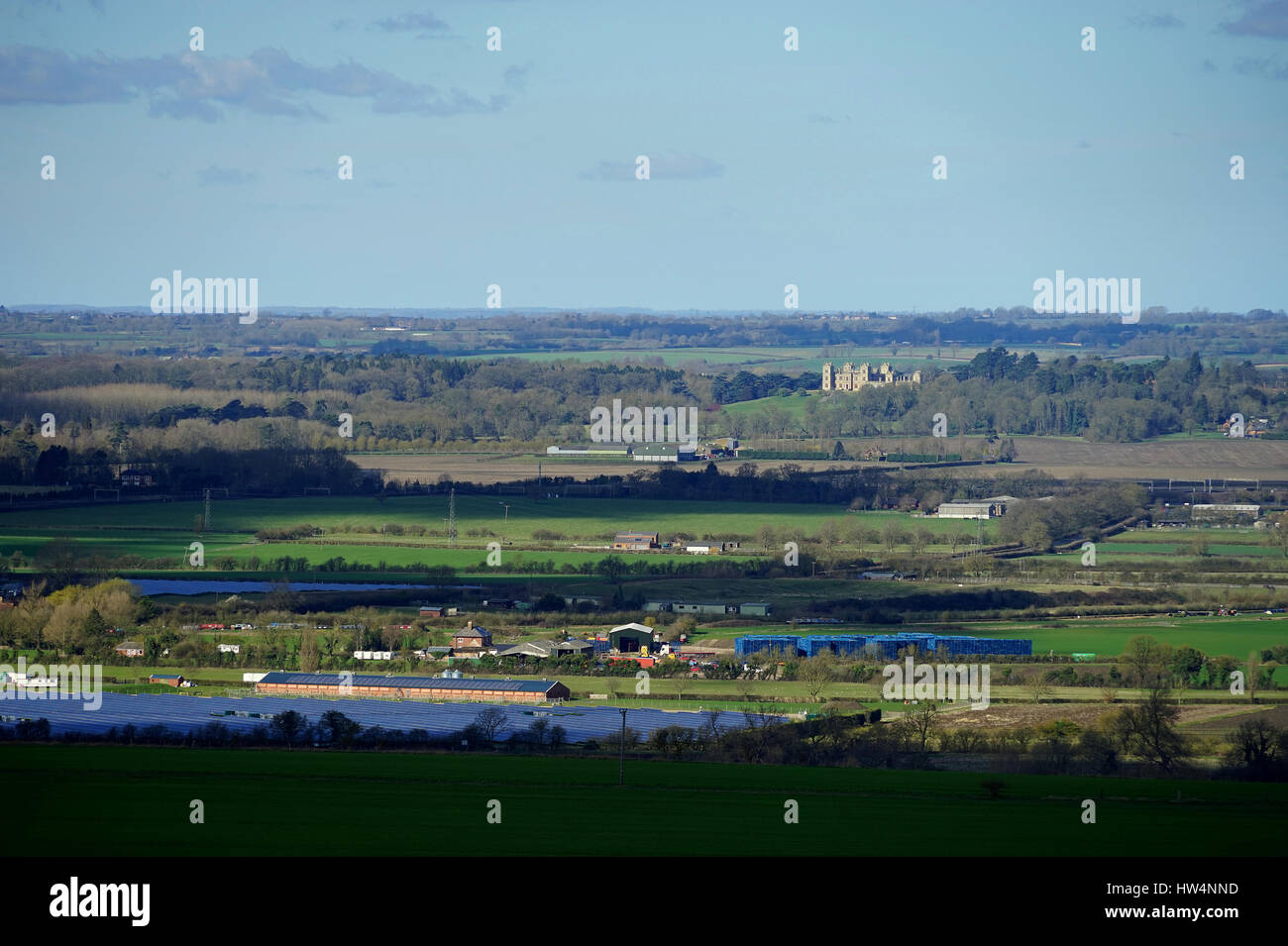 The view across to Mentmore Towers from Ivinghoe Hills Stock Photo - Alamy