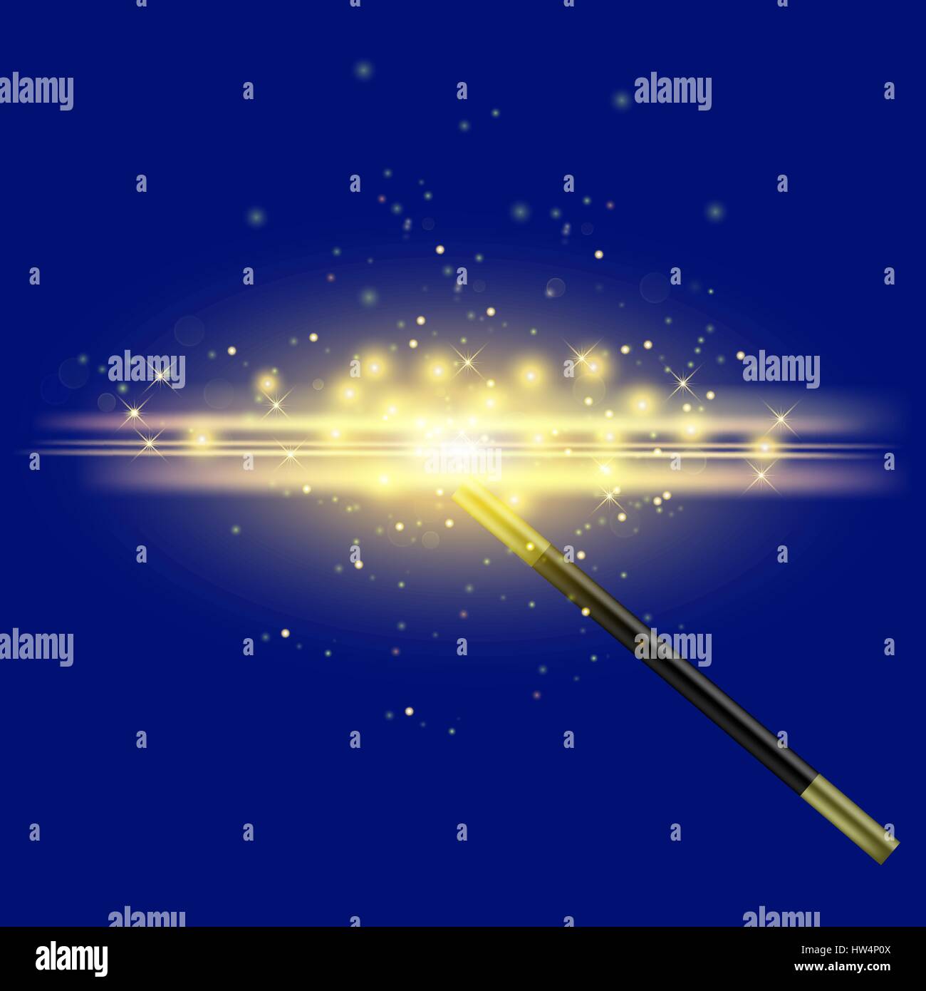 Realistic Magic Wand with Starry Lights Stock Vector Image & Art - Alamy