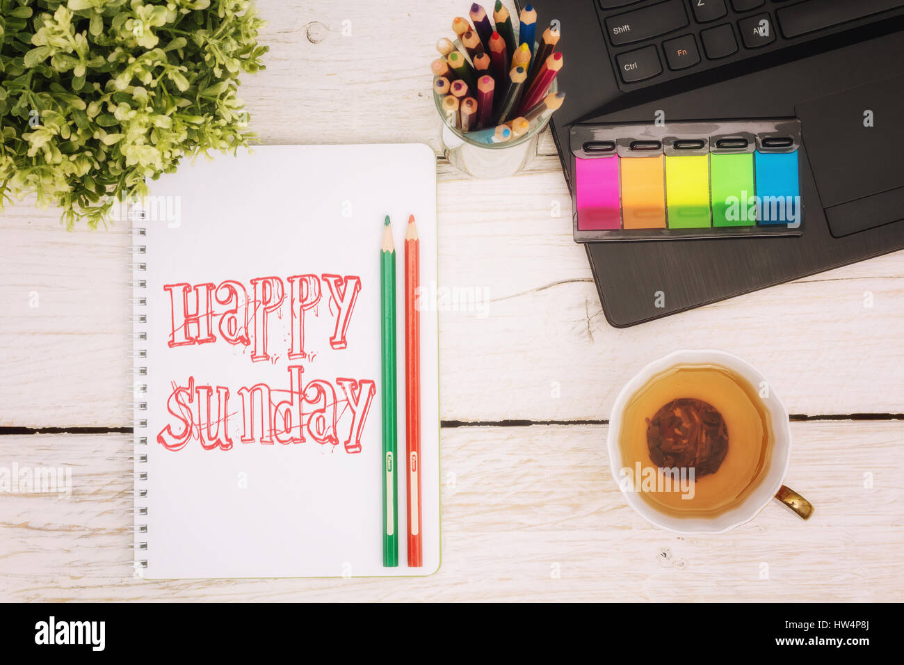 Morning cup of tea at work Stock Photo - Alamy