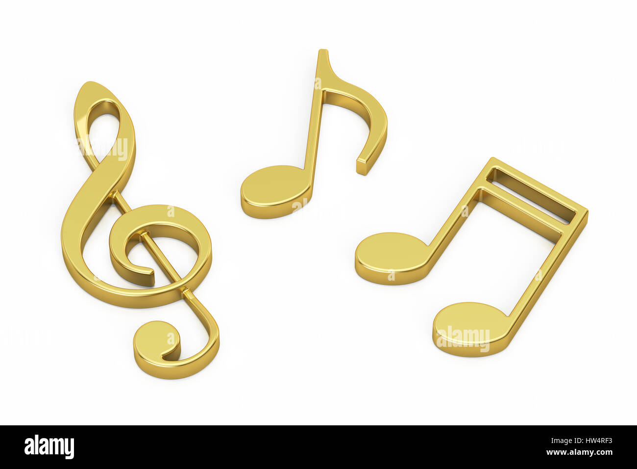 Golden Music Notes, 3D rendering isolated on white background Stock ...