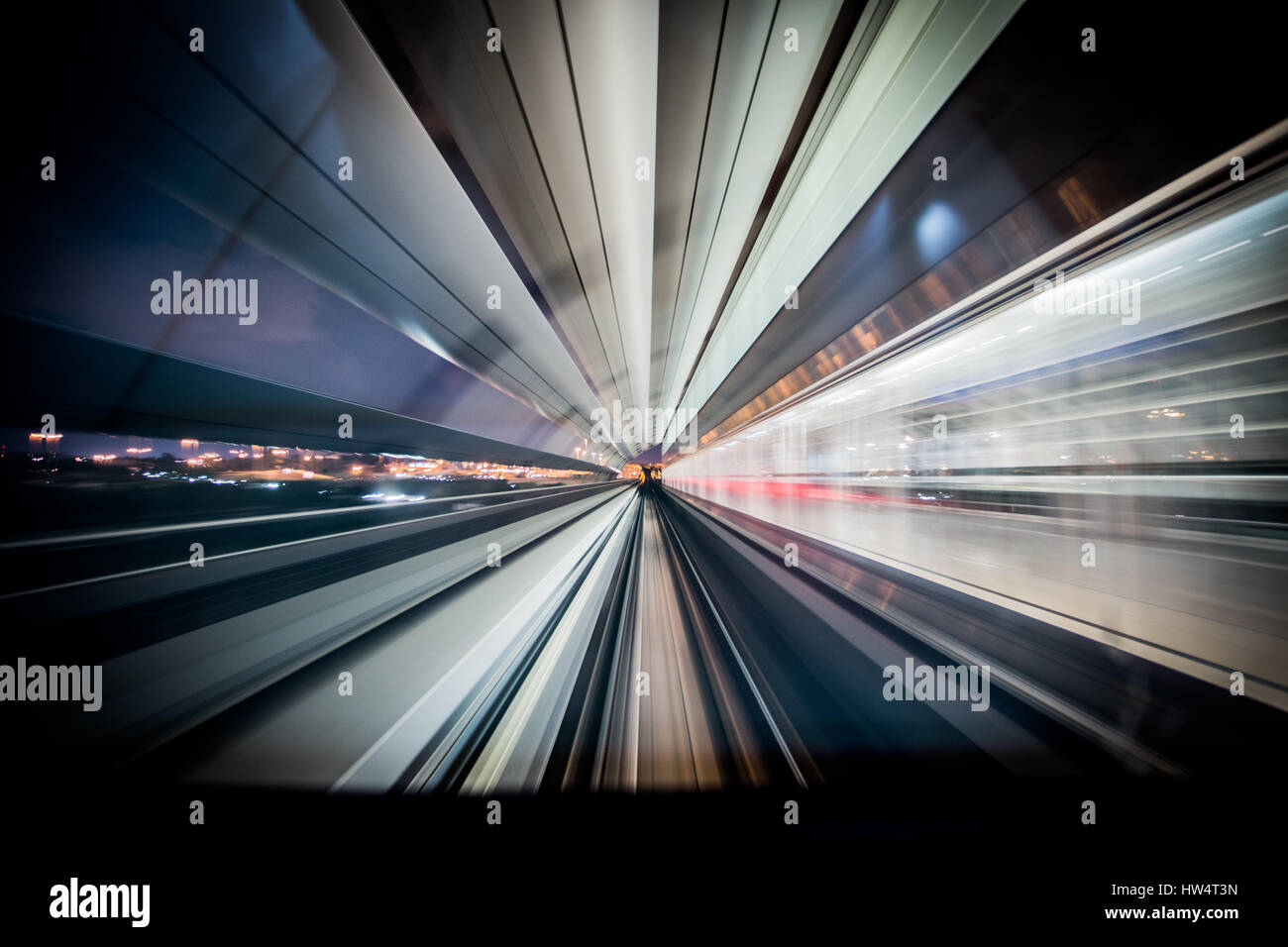 Tram Light Trails Stock Photo - Alamy