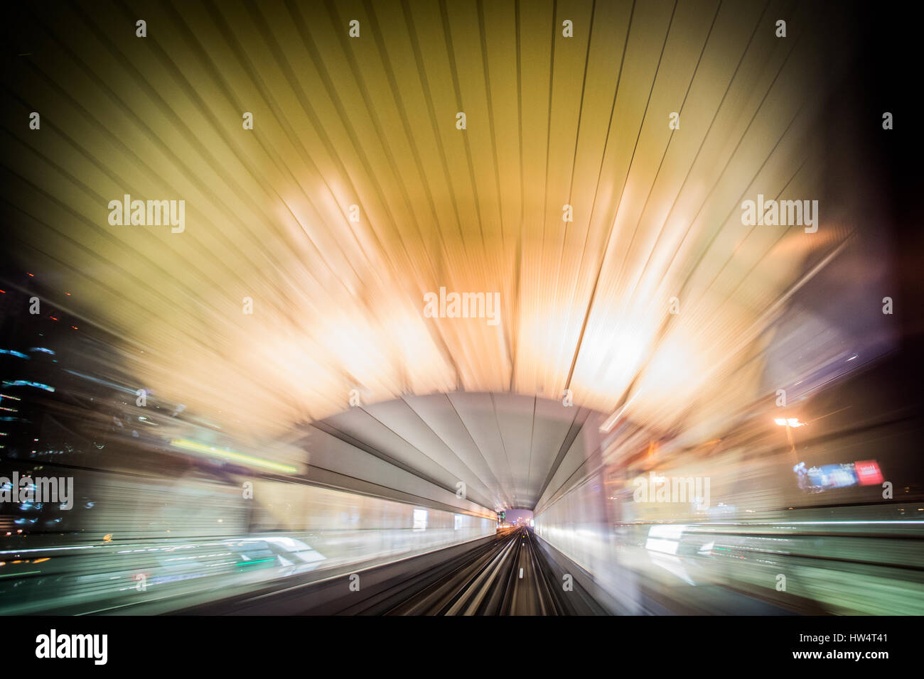 Tram Light Trails Stock Photo - Alamy