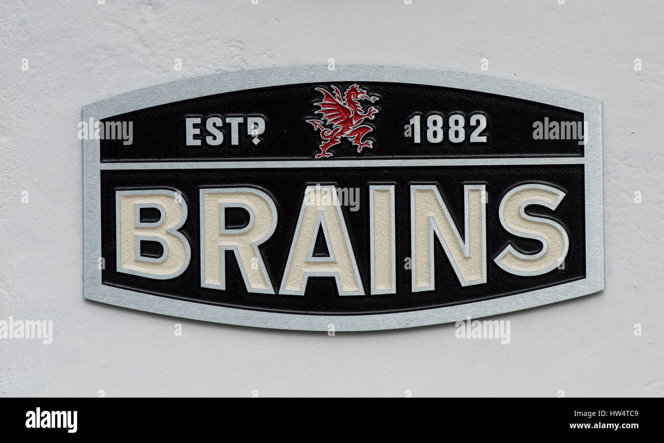 Brains Brewery sign logo Stock Photo - Alamy