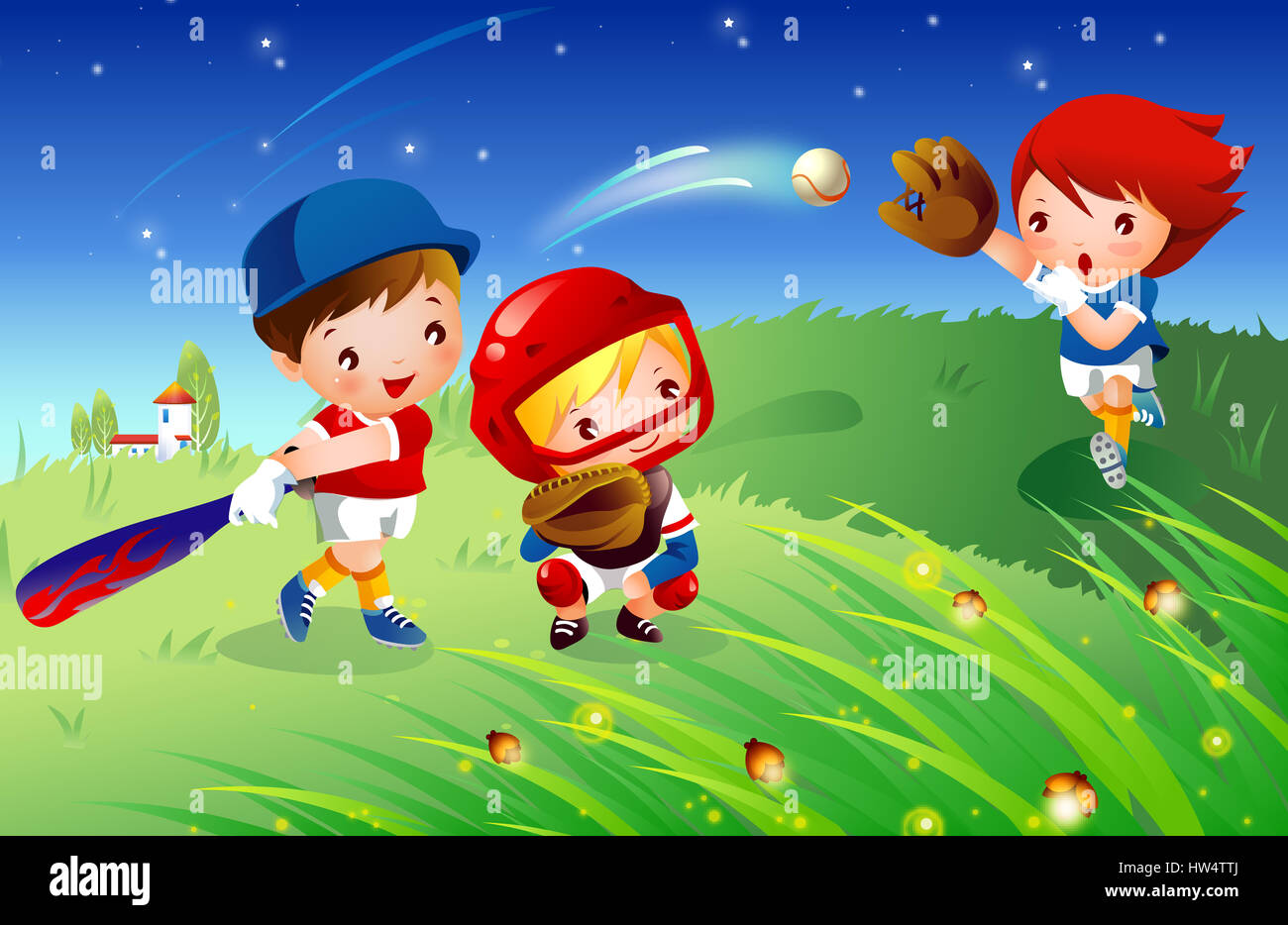 Child Playing Baseball Clipart