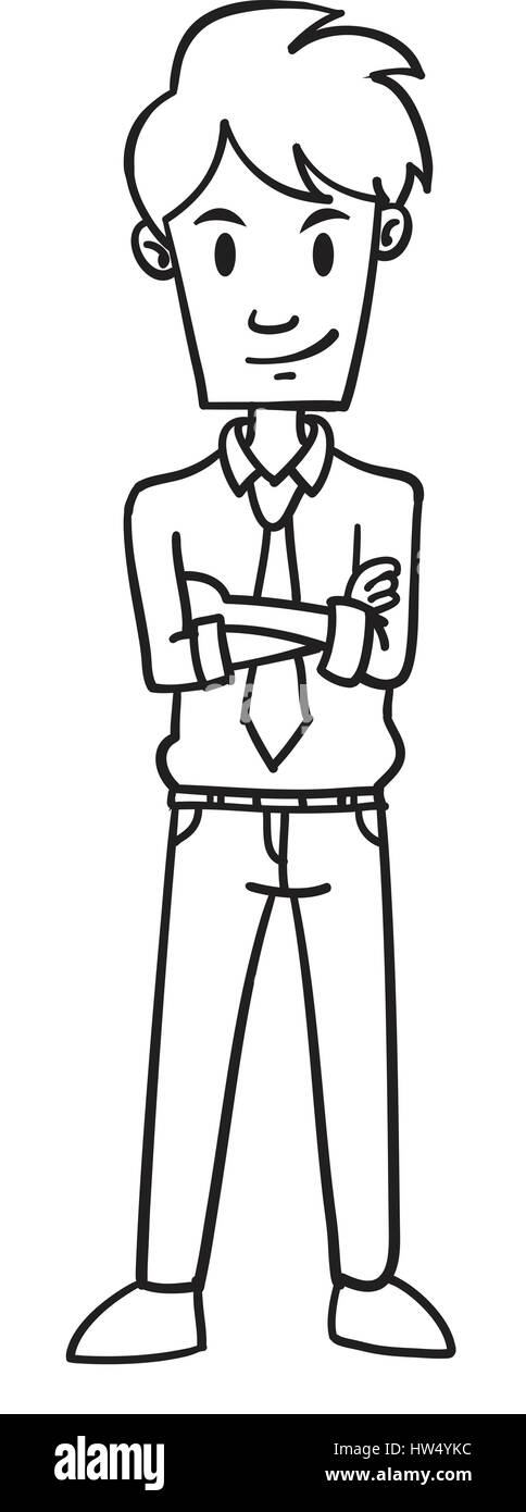 Character of happy businessman hand draw Stock Vector Image & Art - Alamy