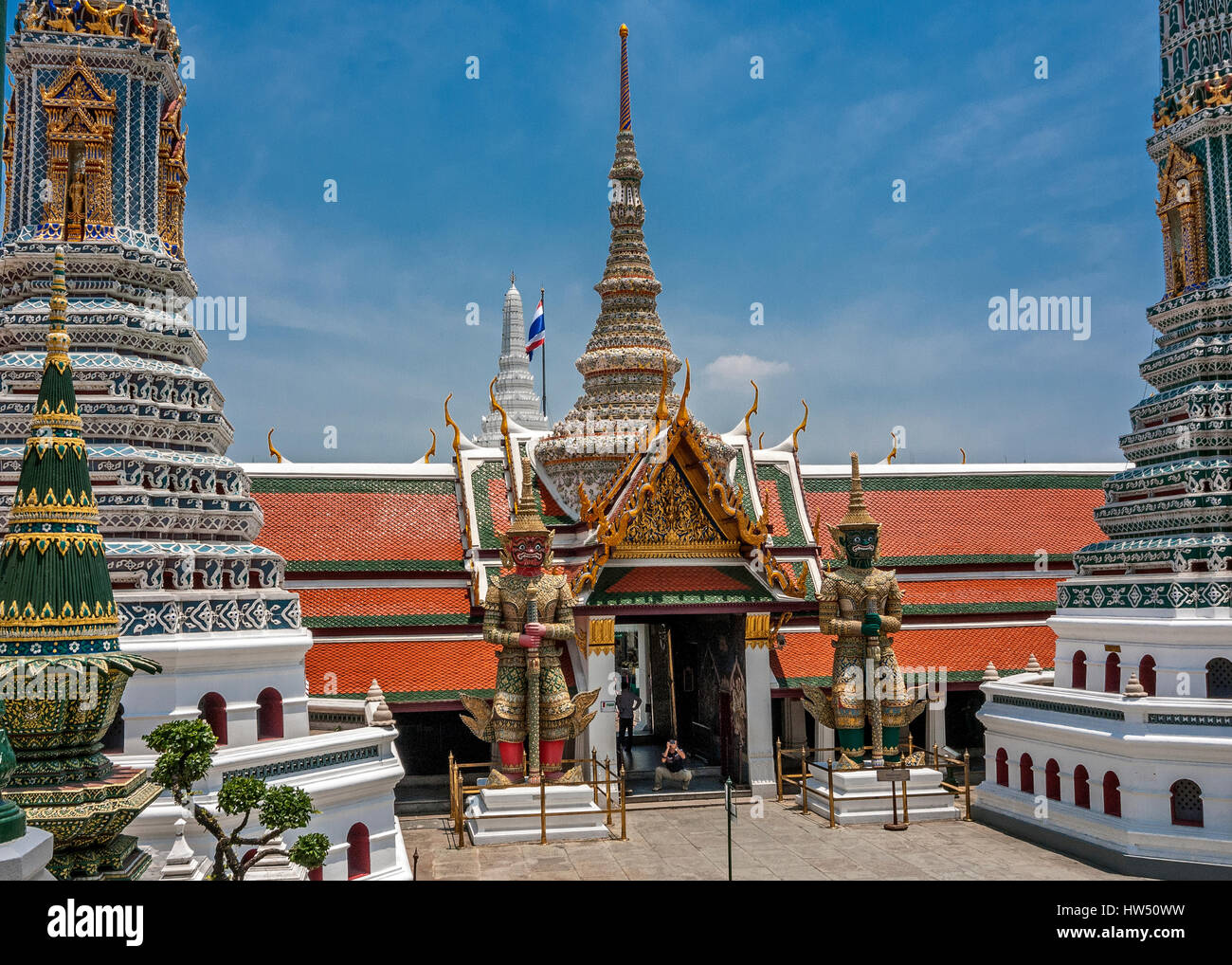 Thailand, Bangkok. Wat Phra Kaew or Temple of the Emerald Buddha - one ...