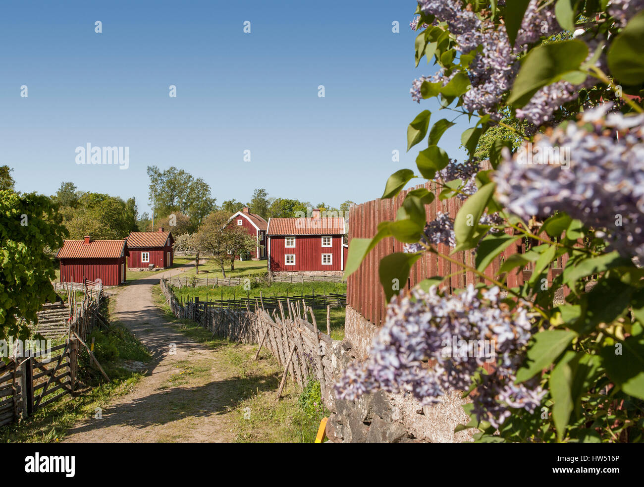 Old farm house in a rural landscape. Smaland, Sweden, Scandinavia Stock ...