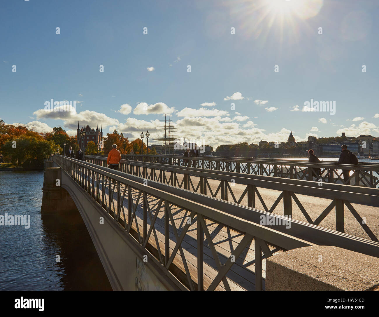 Skeppsholmsbron Bridge in autumn sunlight, Stockholm, Sweden ...
