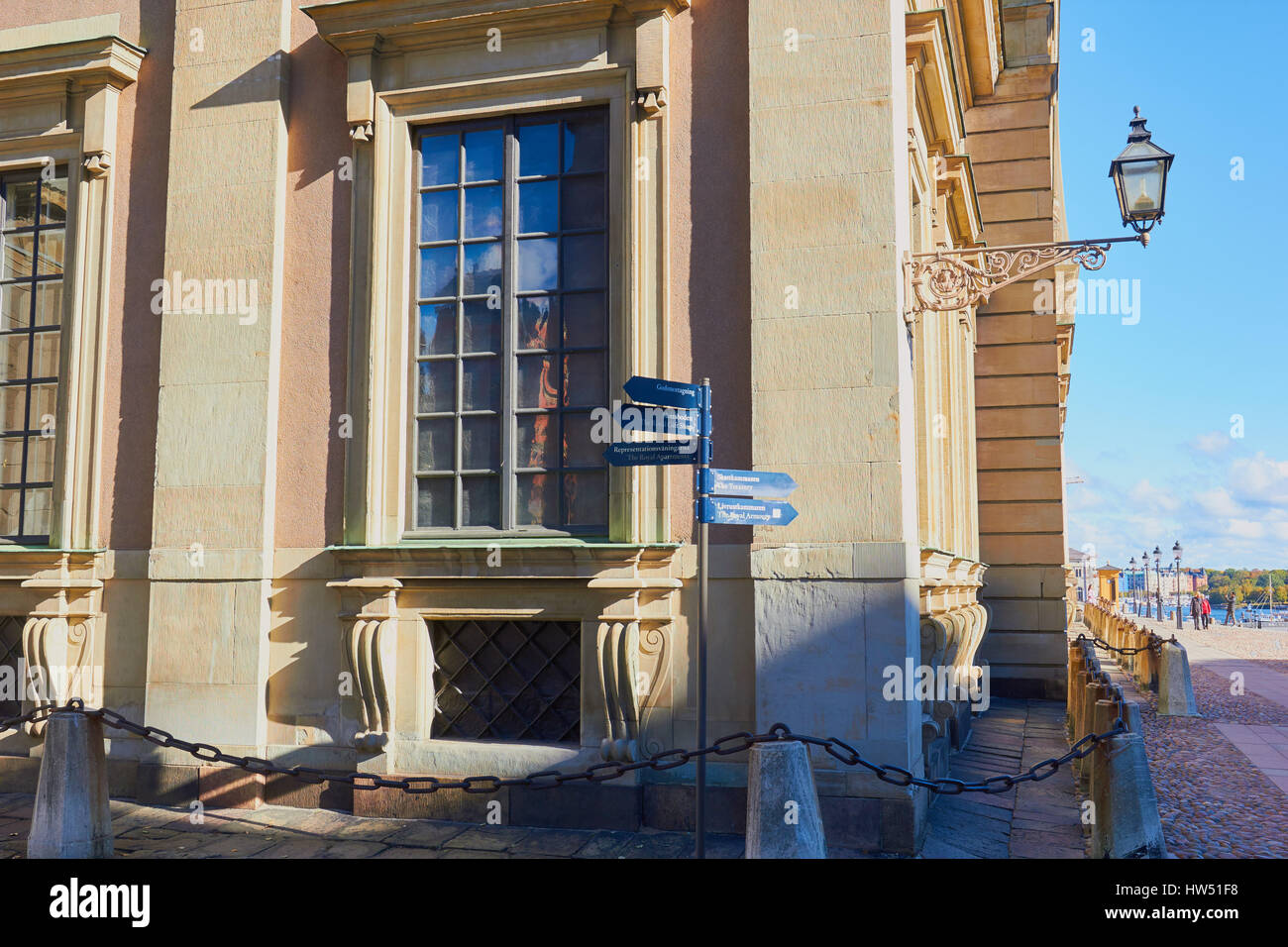Tourist signs next to the Royal Palace (Kungliga Slottet), Gamla Stan ...