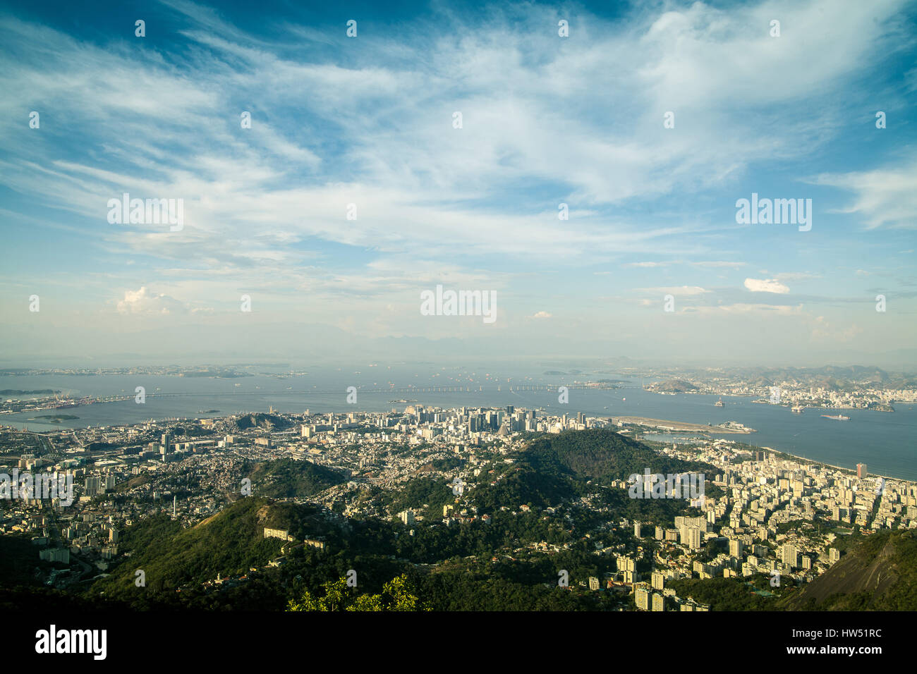 View of Rio de Janeiro from the top of Corcovado surrounded by ...