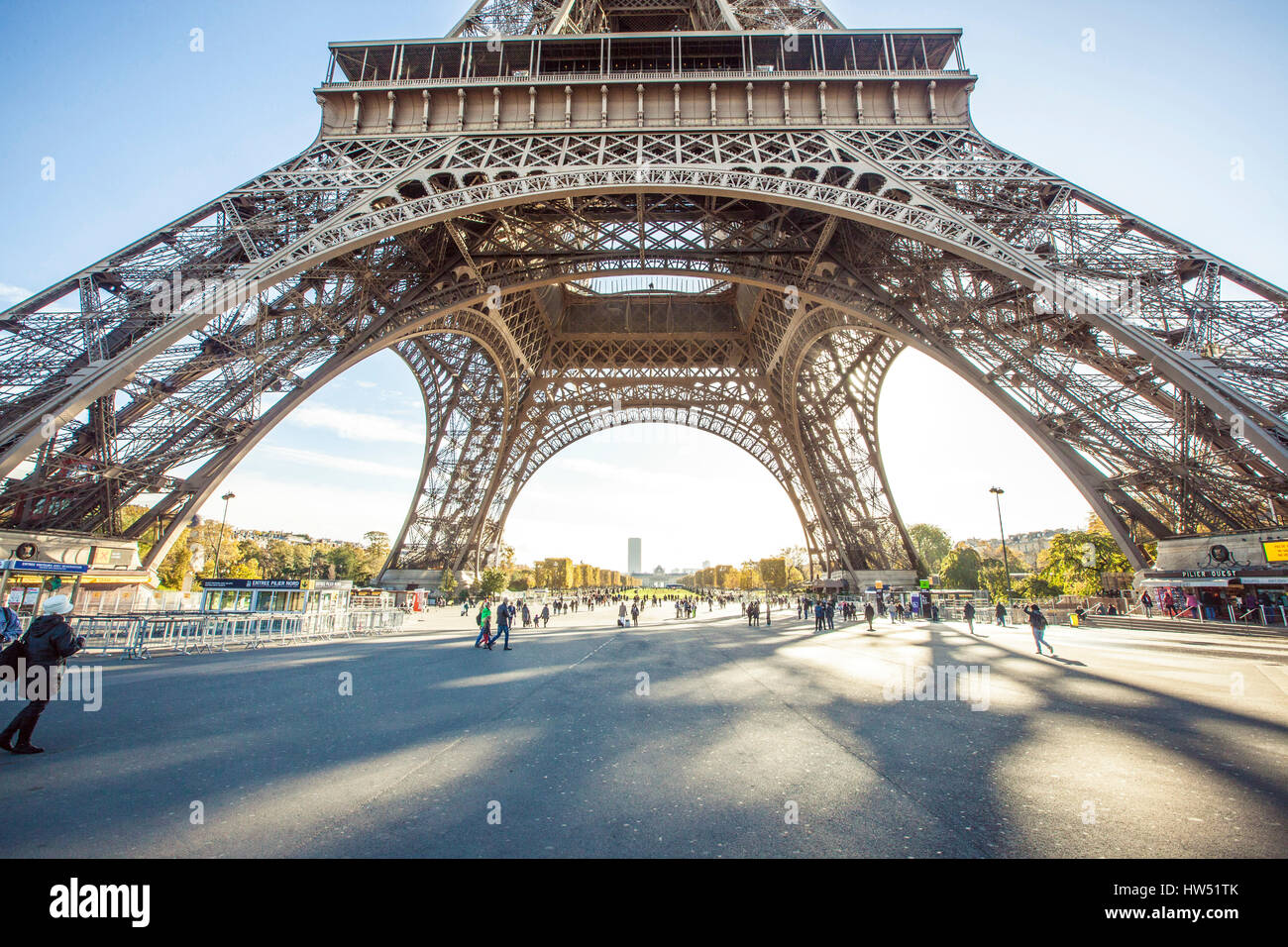 The famous Eiffel Tower in Paris, France, is an iron lattice tower ...