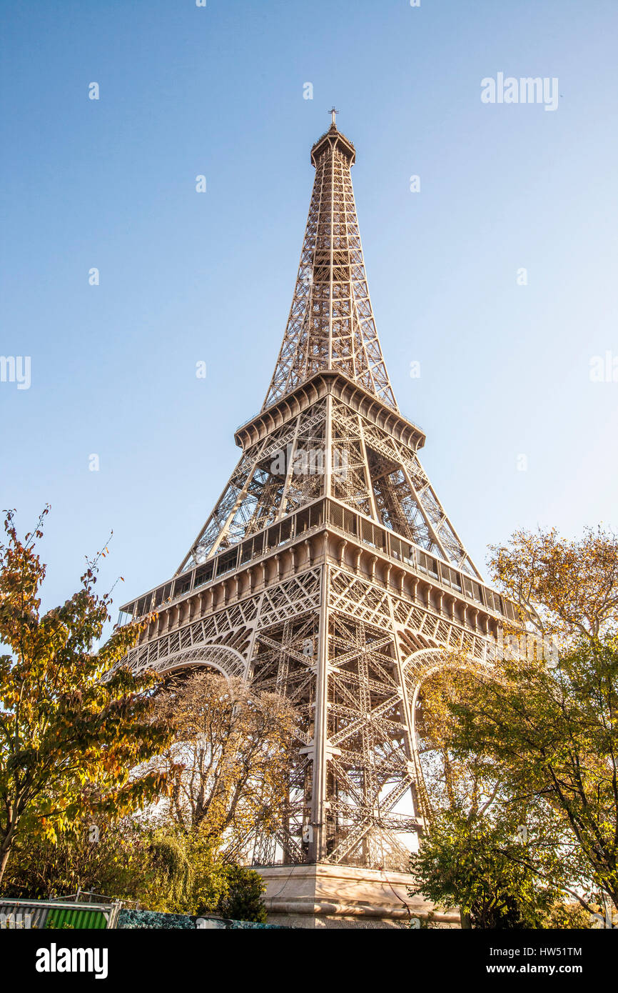The famous Eiffel Tower in Paris, France, is an iron lattice tower ...