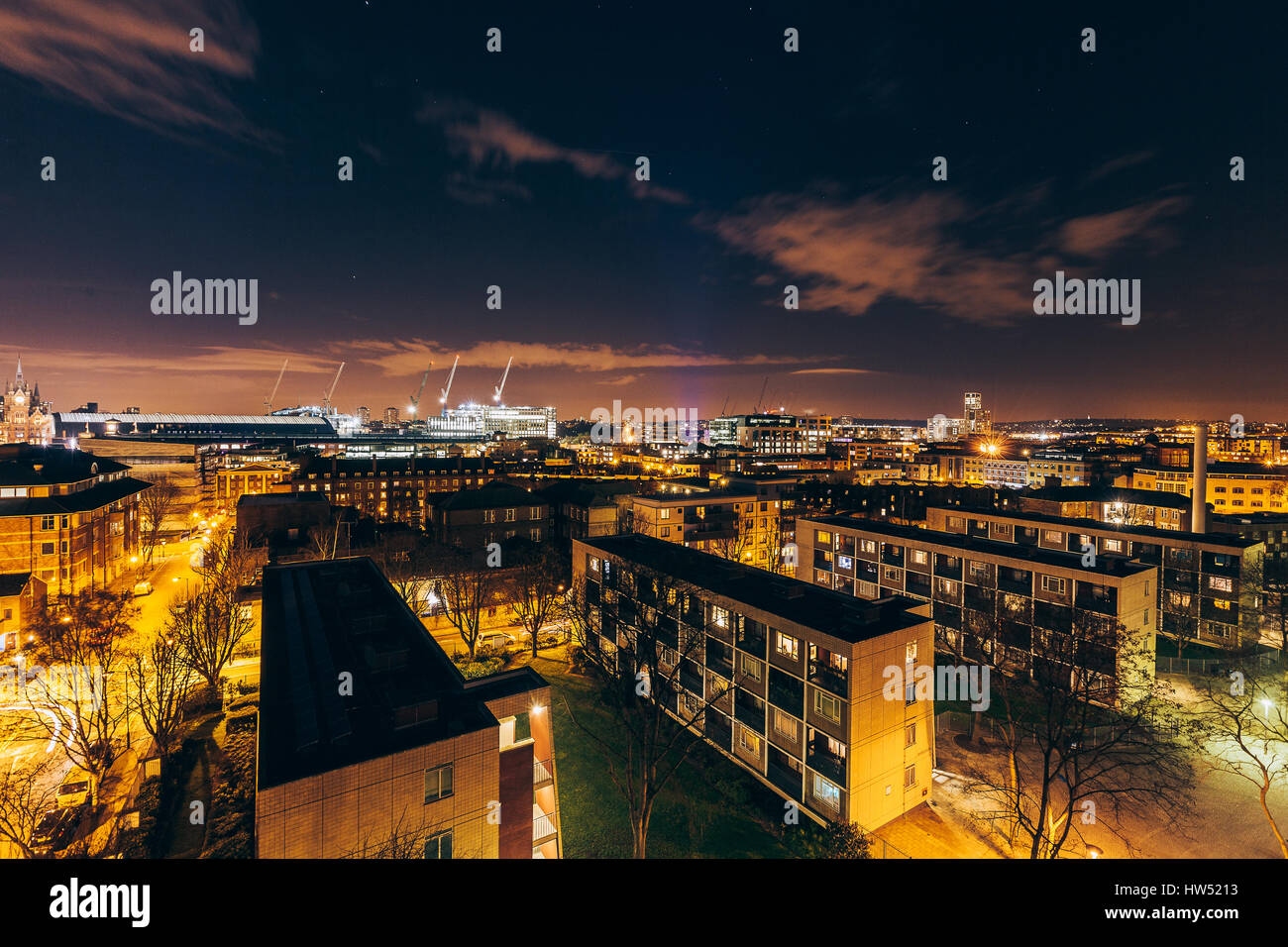 Housing area in London by night Stock Photo - Alamy