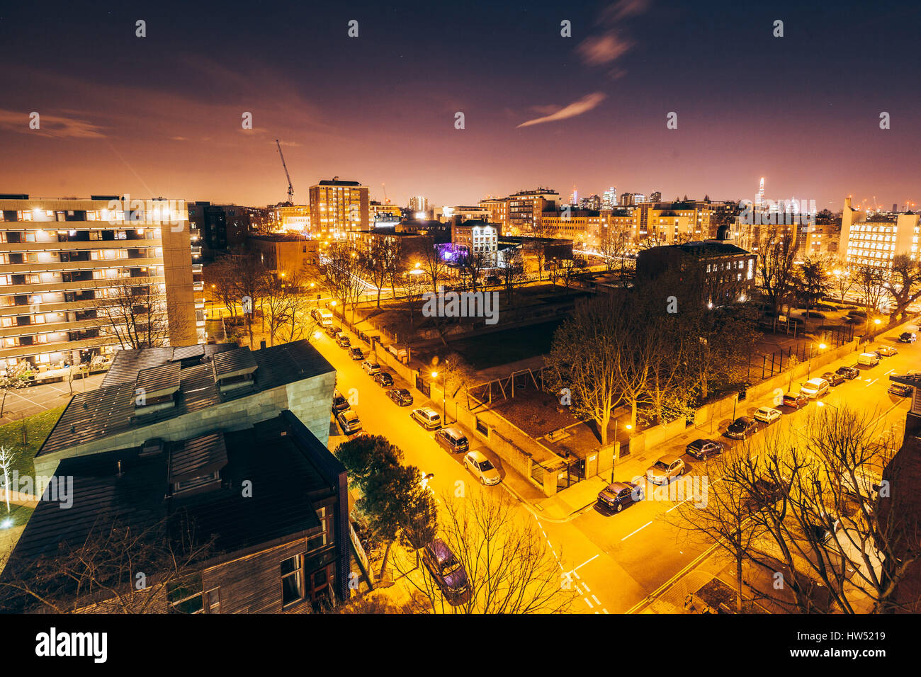 Housing area in London by night Stock Photo - Alamy
