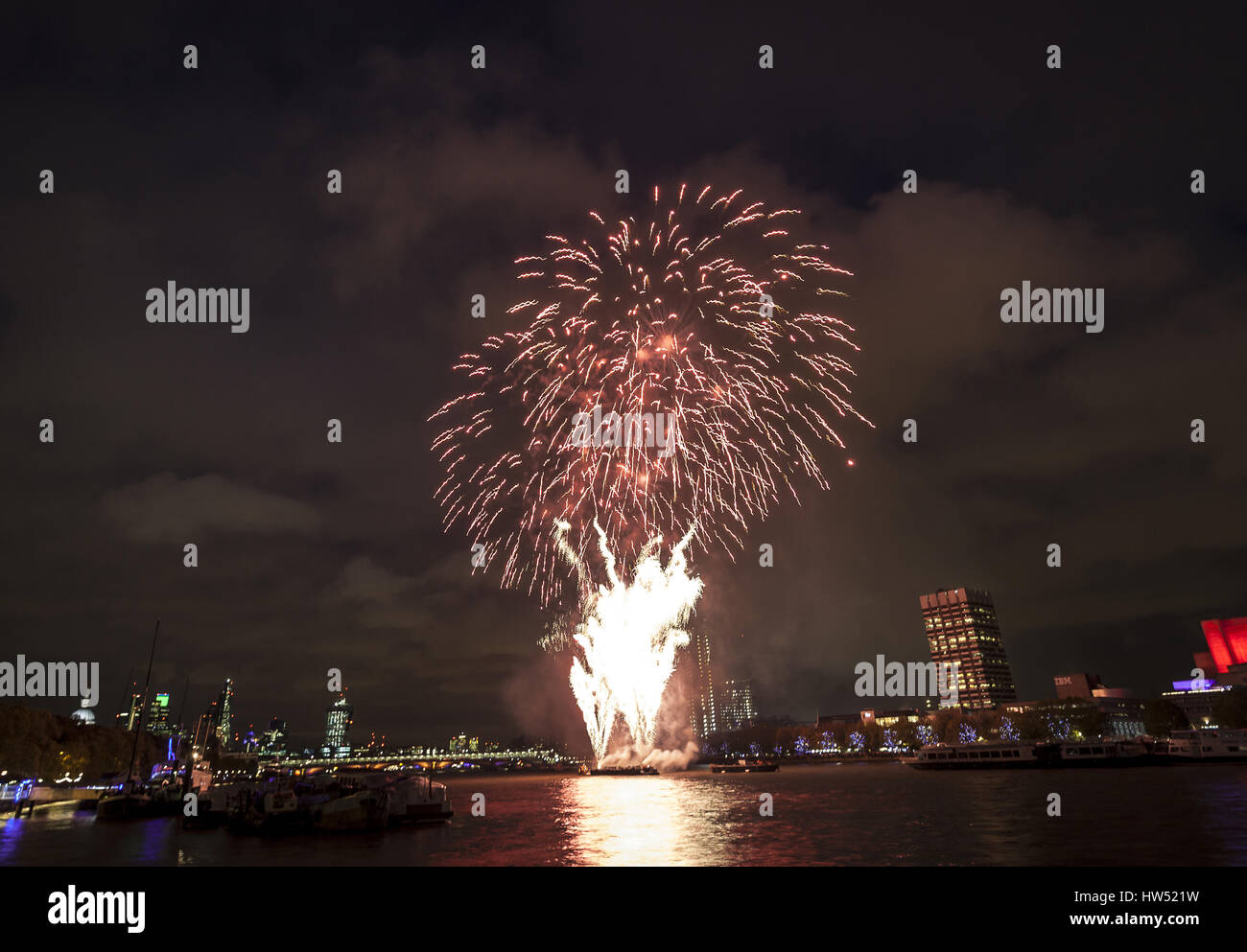A beautiful firework show displays the sky at the annual celebration ...
