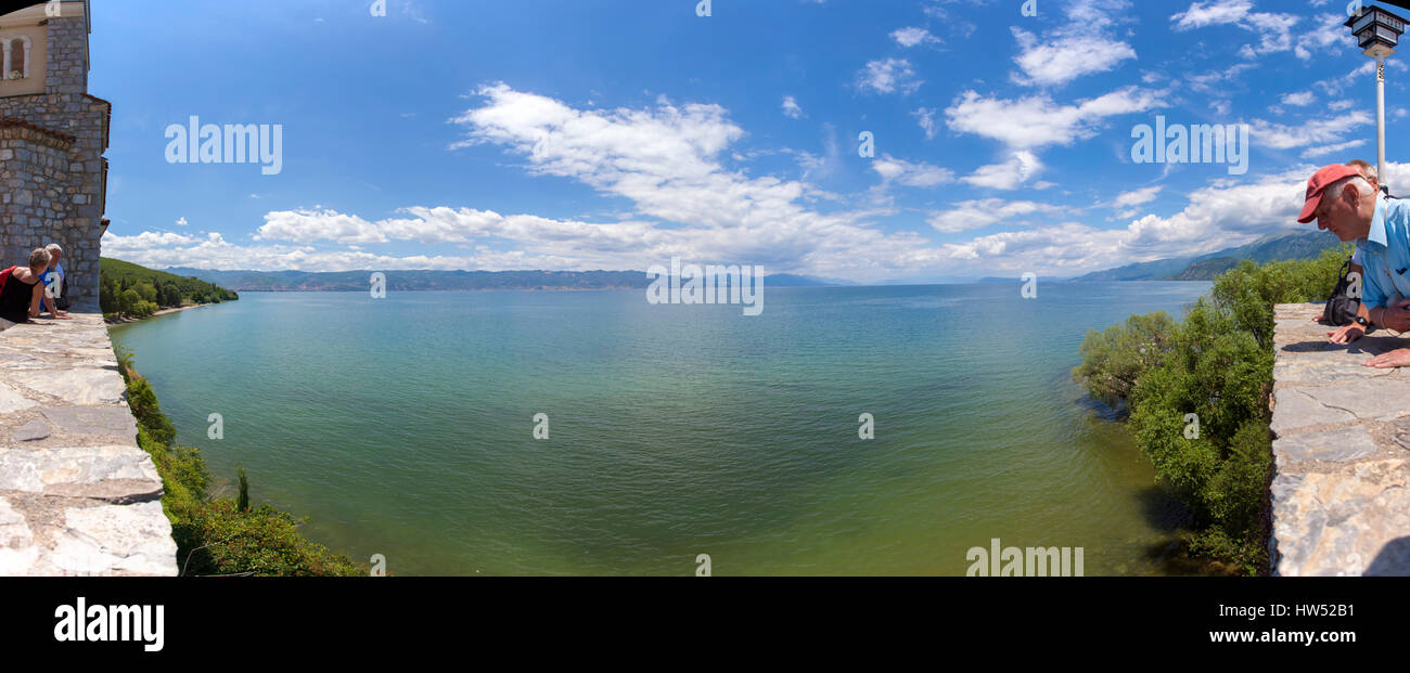 View of Lake Ohrid from the Saint Naum monastery in Ohrid, the Republic ...