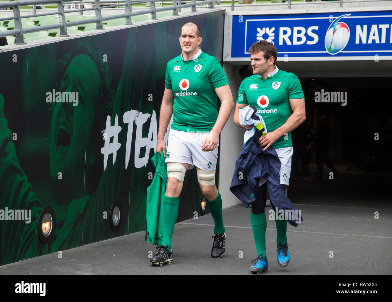 Irelands Devin Toner (left) and Jared Payne (right) before the Captain ...