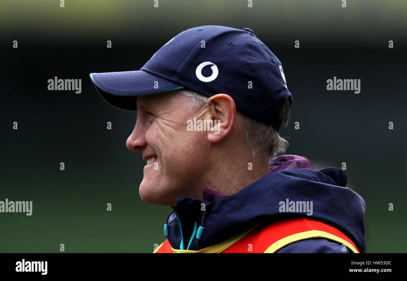 Ireland coach Joe Schmidt during the Captain's Run at the Aviva Stadium ...